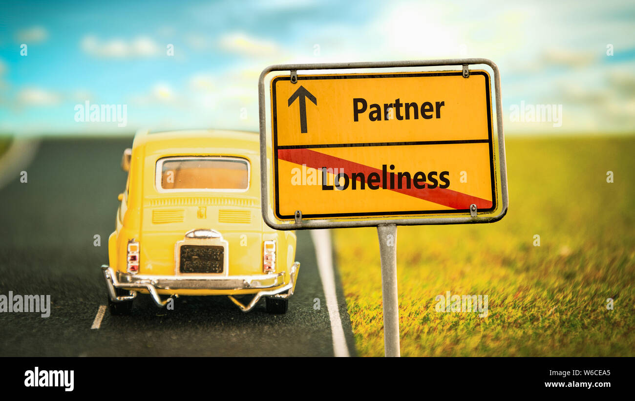 Street Sign the Direction Way to Partner versus Loneliness Stock Photo ...