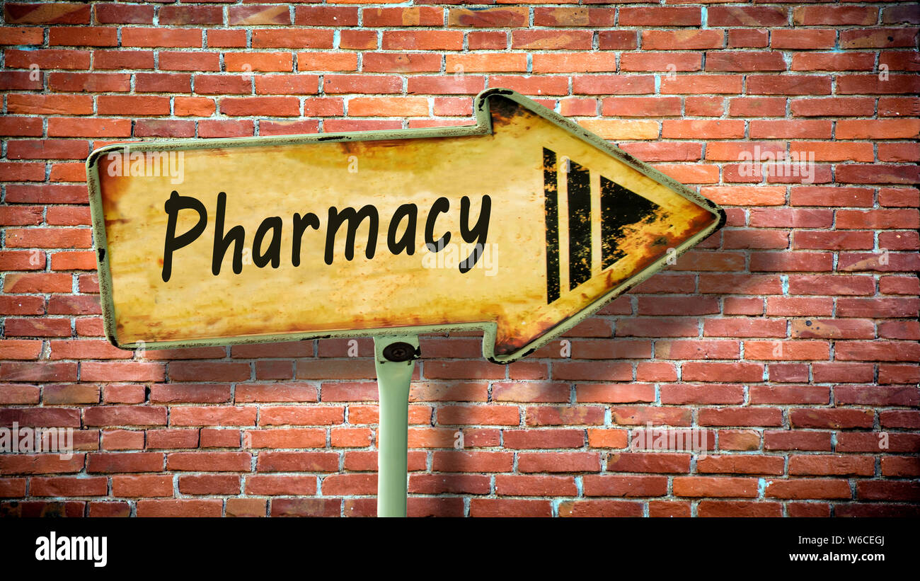Street Sign the Direction Way to Pharmacy Stock Photo - Alamy