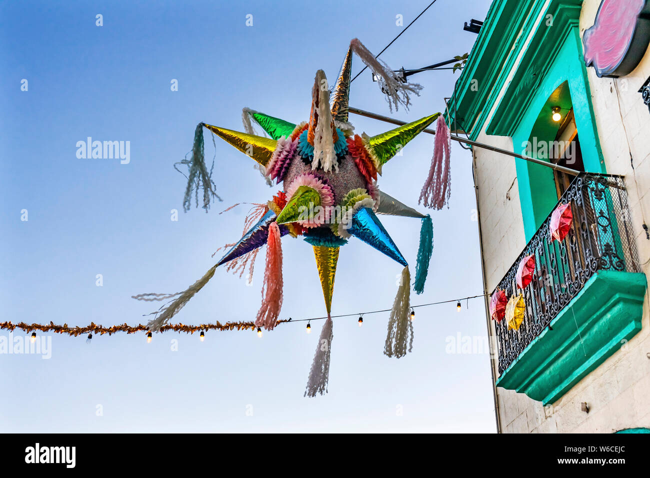 Colorful Mexican Pinata Illuminated Street Oaxaca Juarez Mexico Stock ...