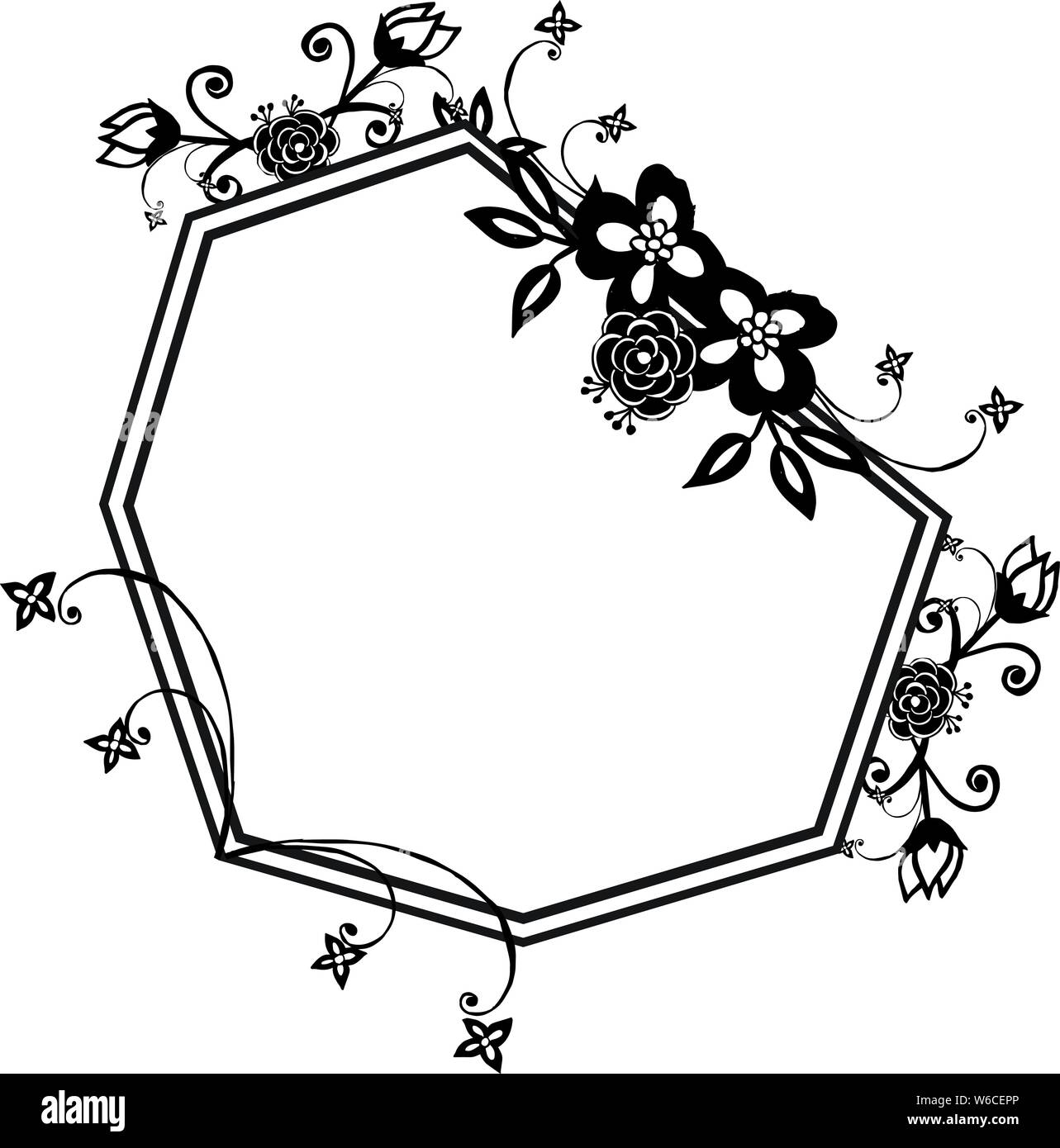 Flower frame template background, decoration of various card. Vector ...