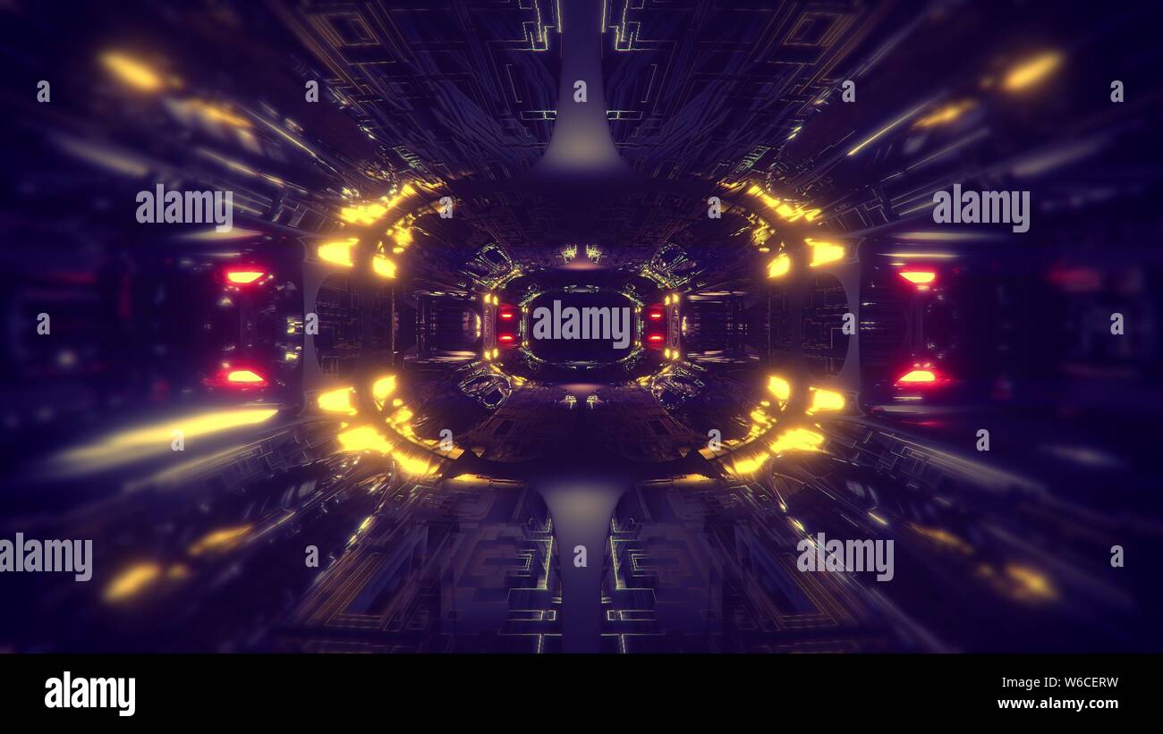 futuristic science-fiction tunnel corridor 3d illustration background ...