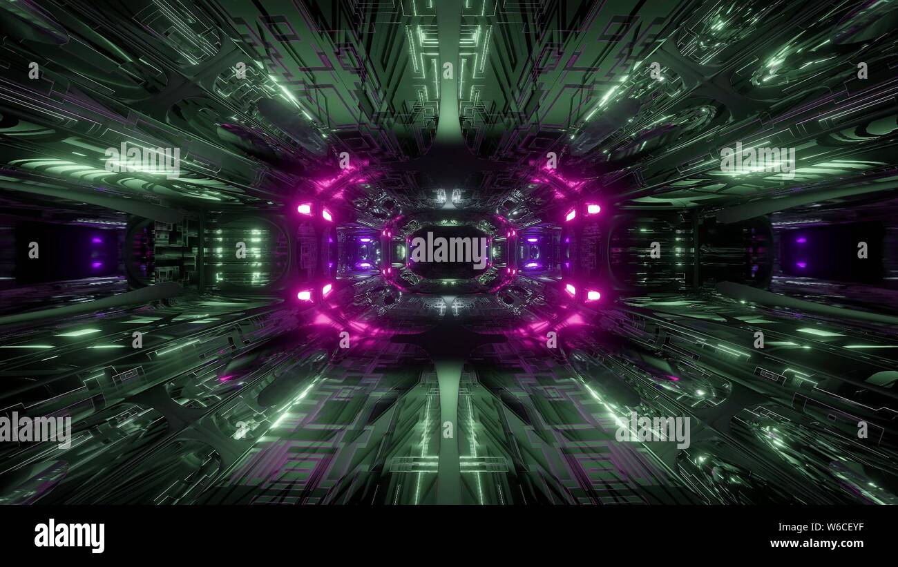 futuristic science-fiction tunnel corridor 3d illustration background ...