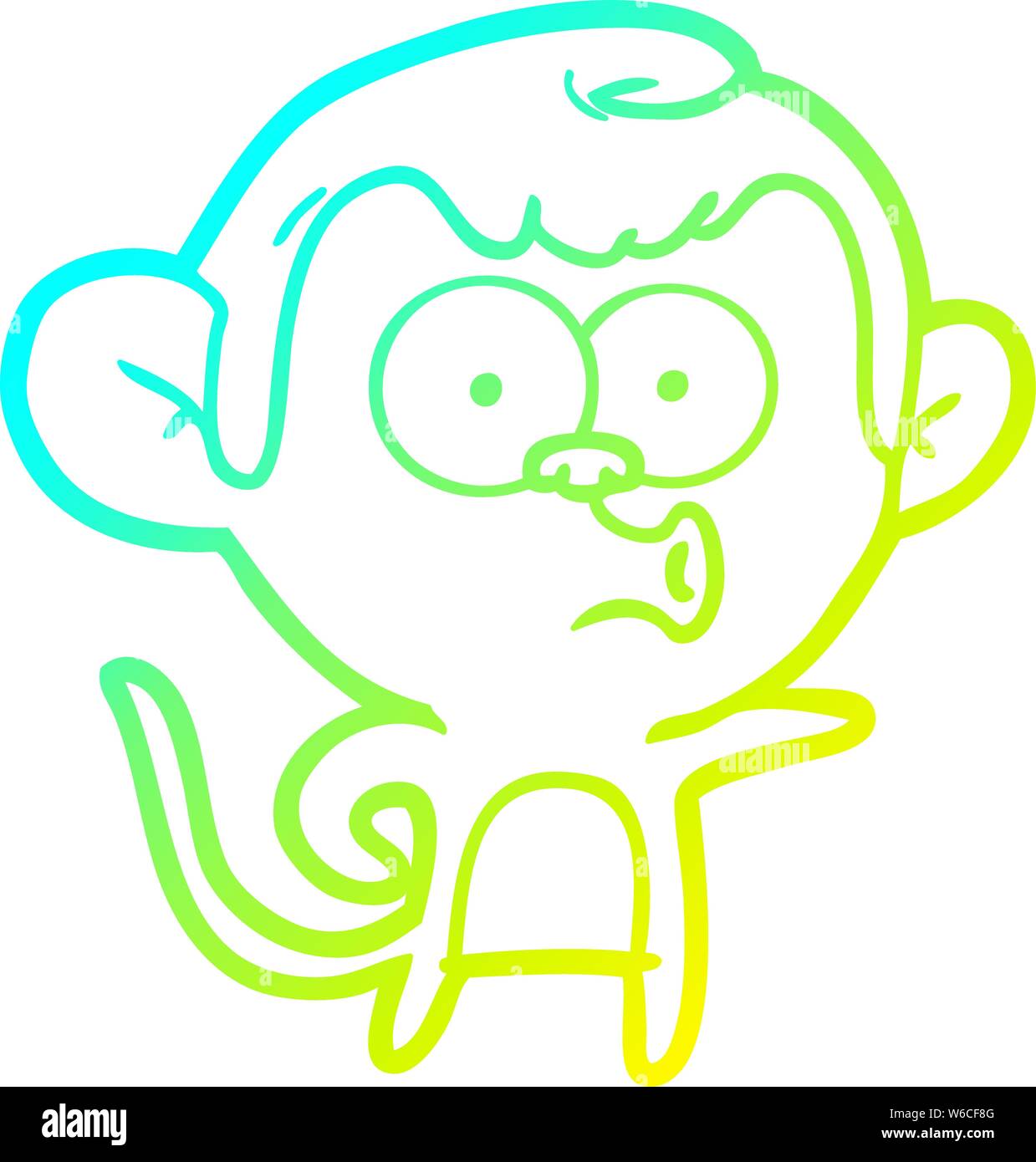 cold gradient line drawing of a cartoon pointing monkey Stock Vector ...