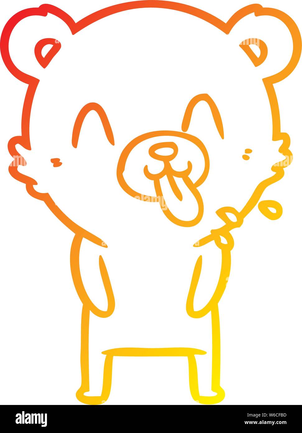 warm gradient line drawing of a rude cartoon bear Stock Vector Image ...
