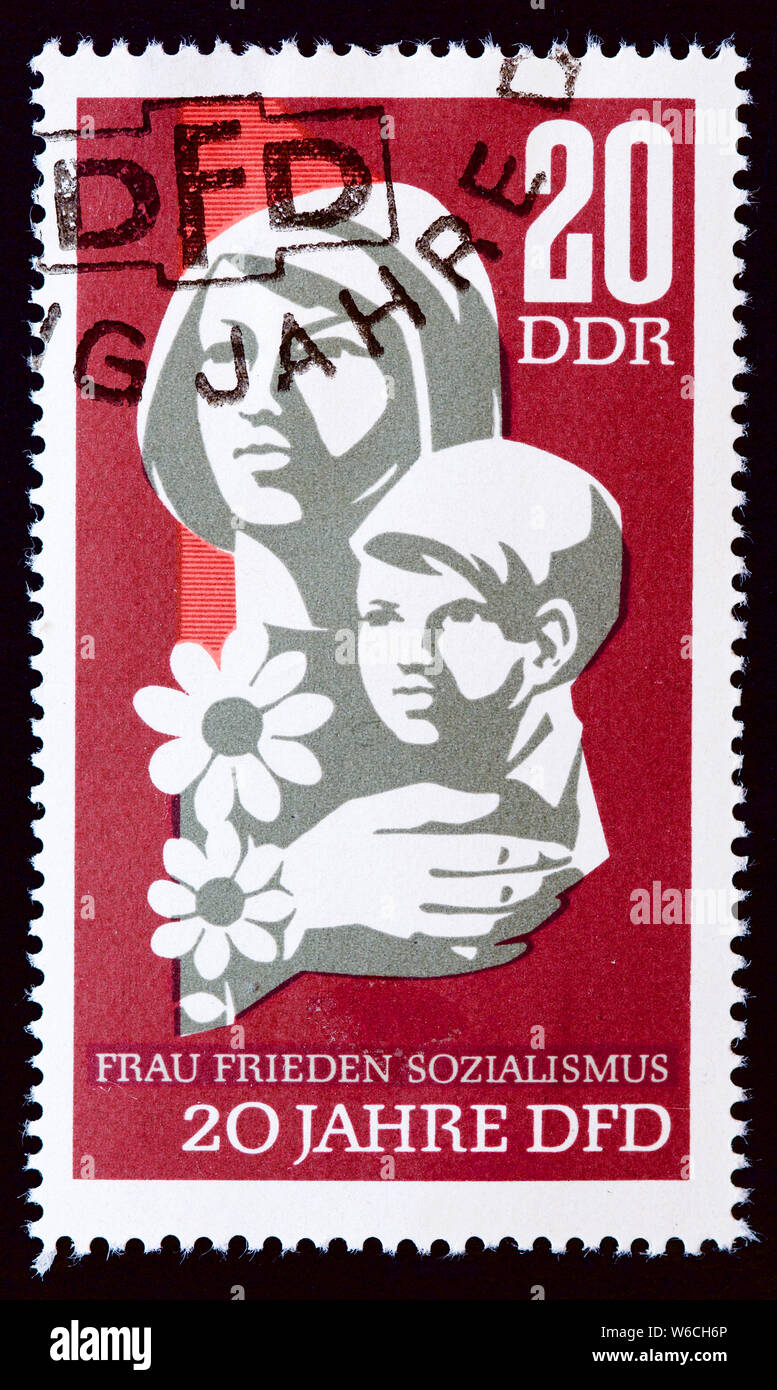 East Germany postage stamp - 20 Years Of Democratic Women's Federation ...