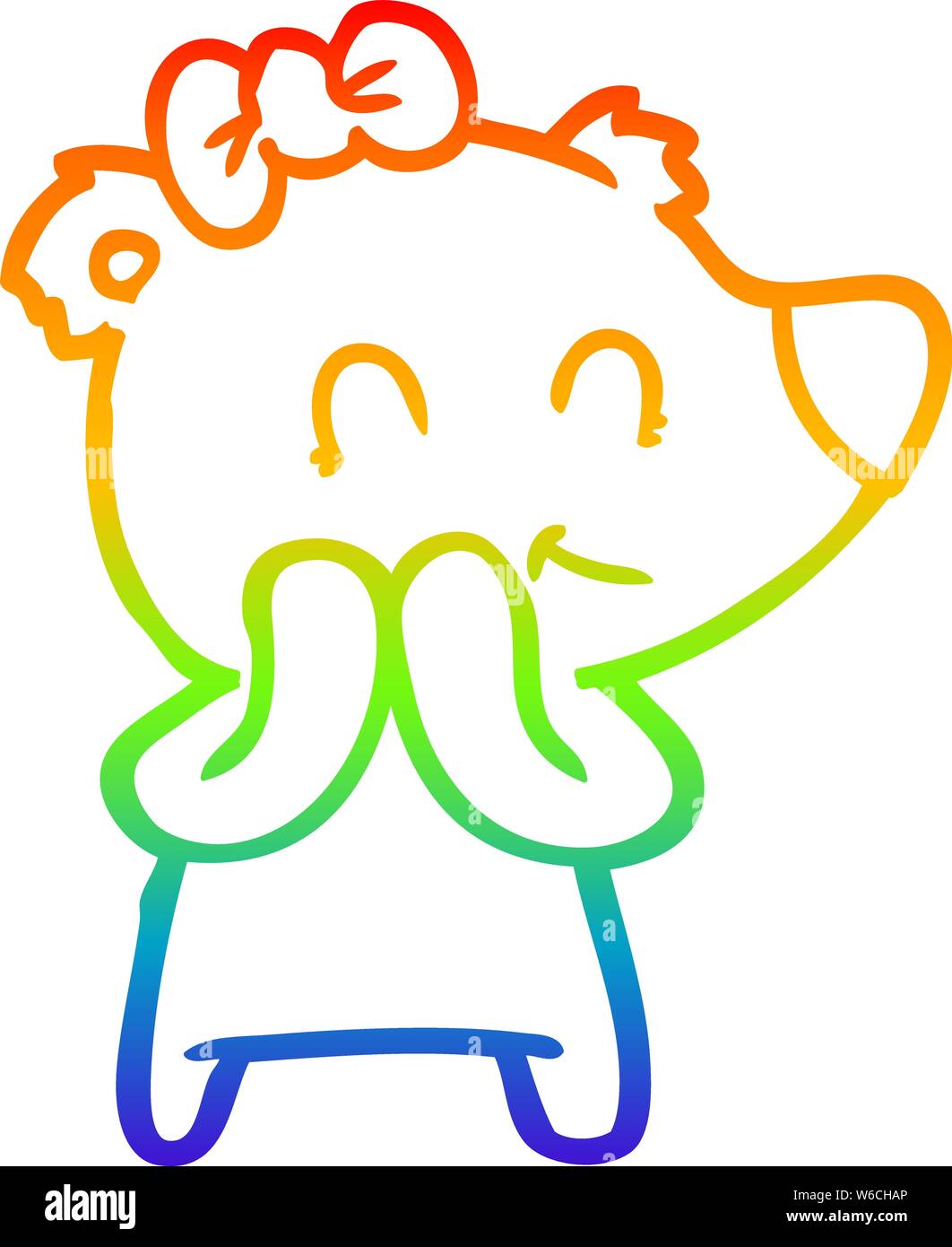 rainbow gradient line drawing of a shy female polar bear cartoon Stock ...