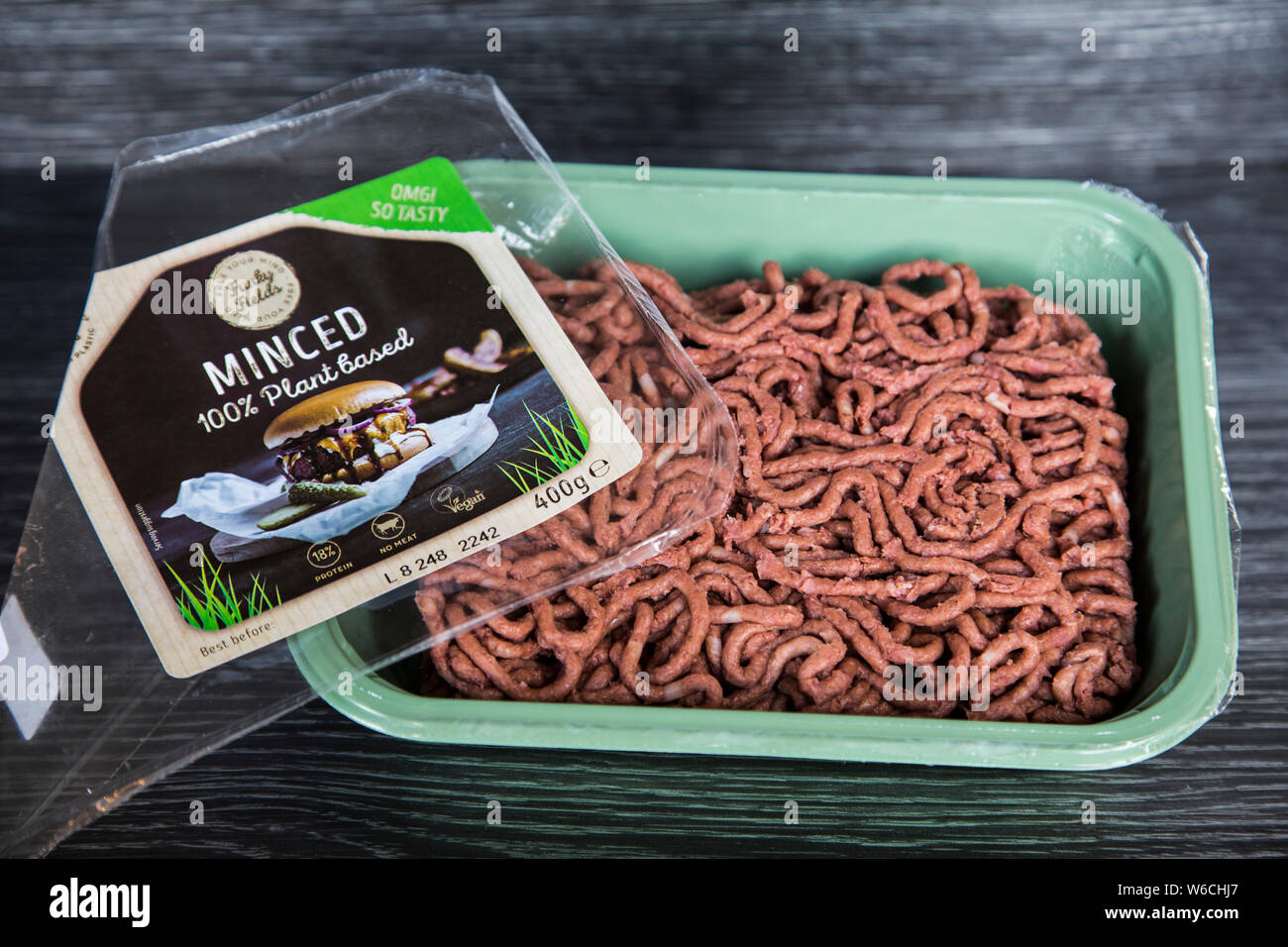 100% plant based vegan mince, Funky Fields brand. Future food, recycled ...