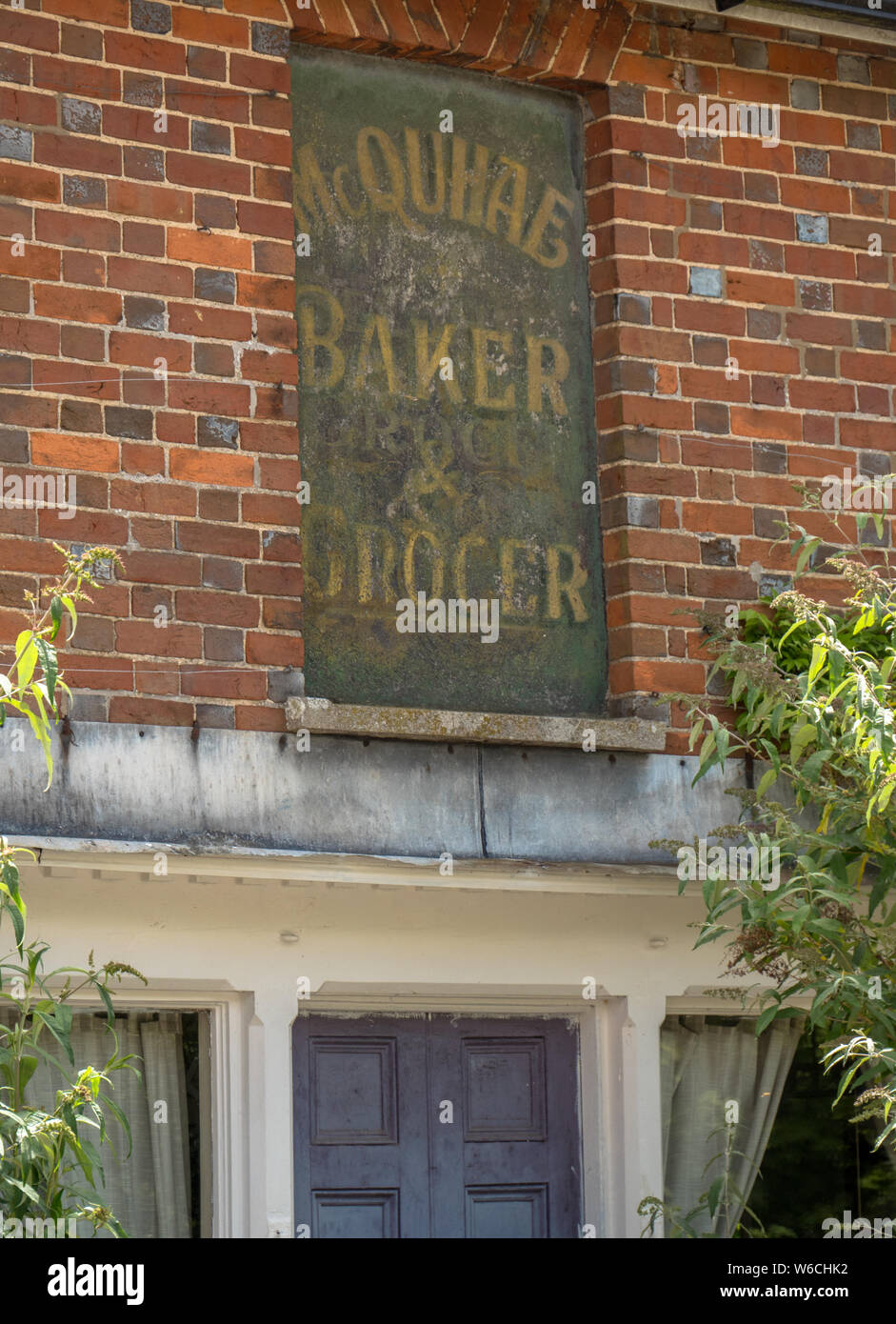 Baker and Grocer Sign, Old Building, Aldworth, Berkshire, England, UK ...