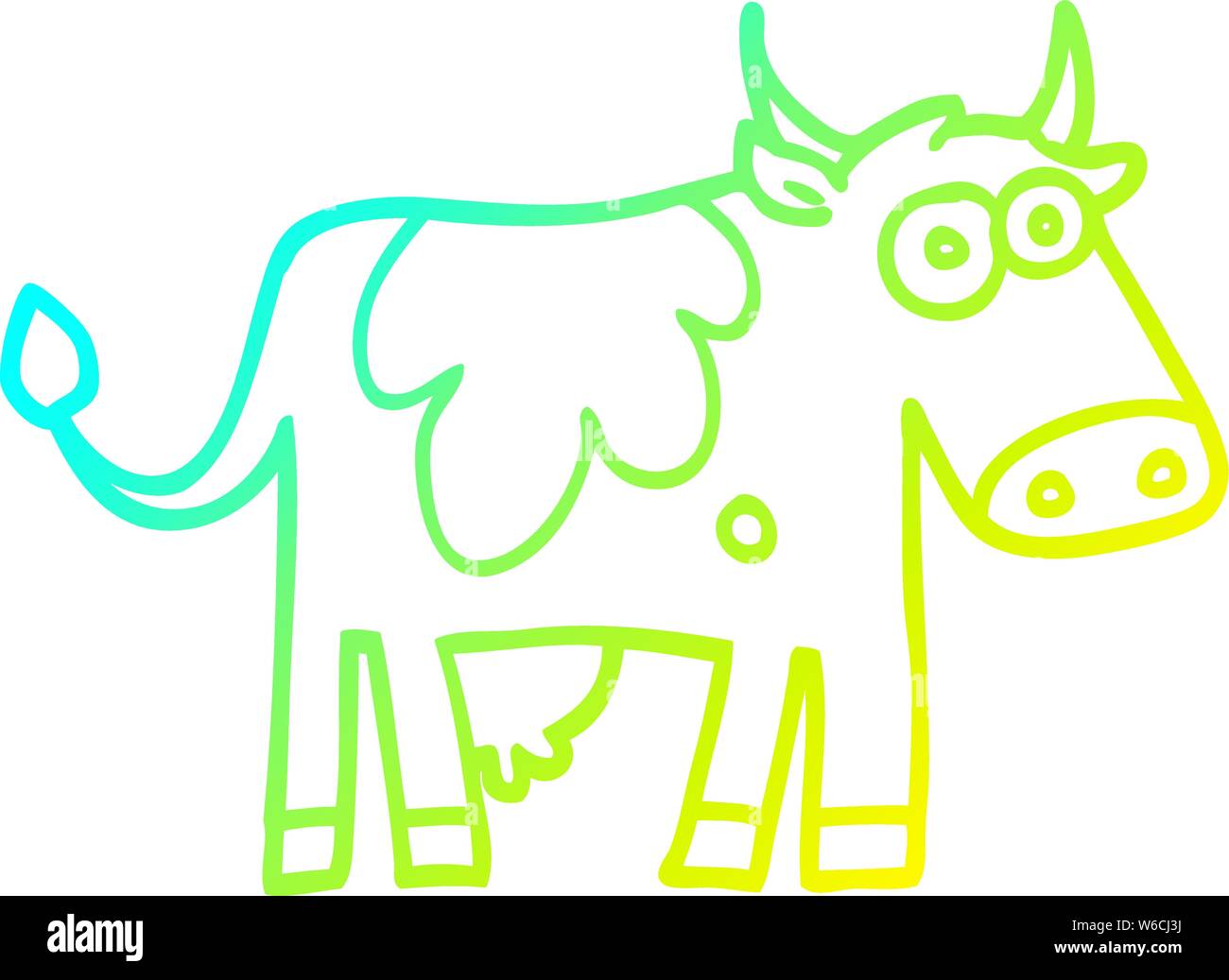 cold gradient line drawing of a cartoon farm cow Stock Vector Image ...