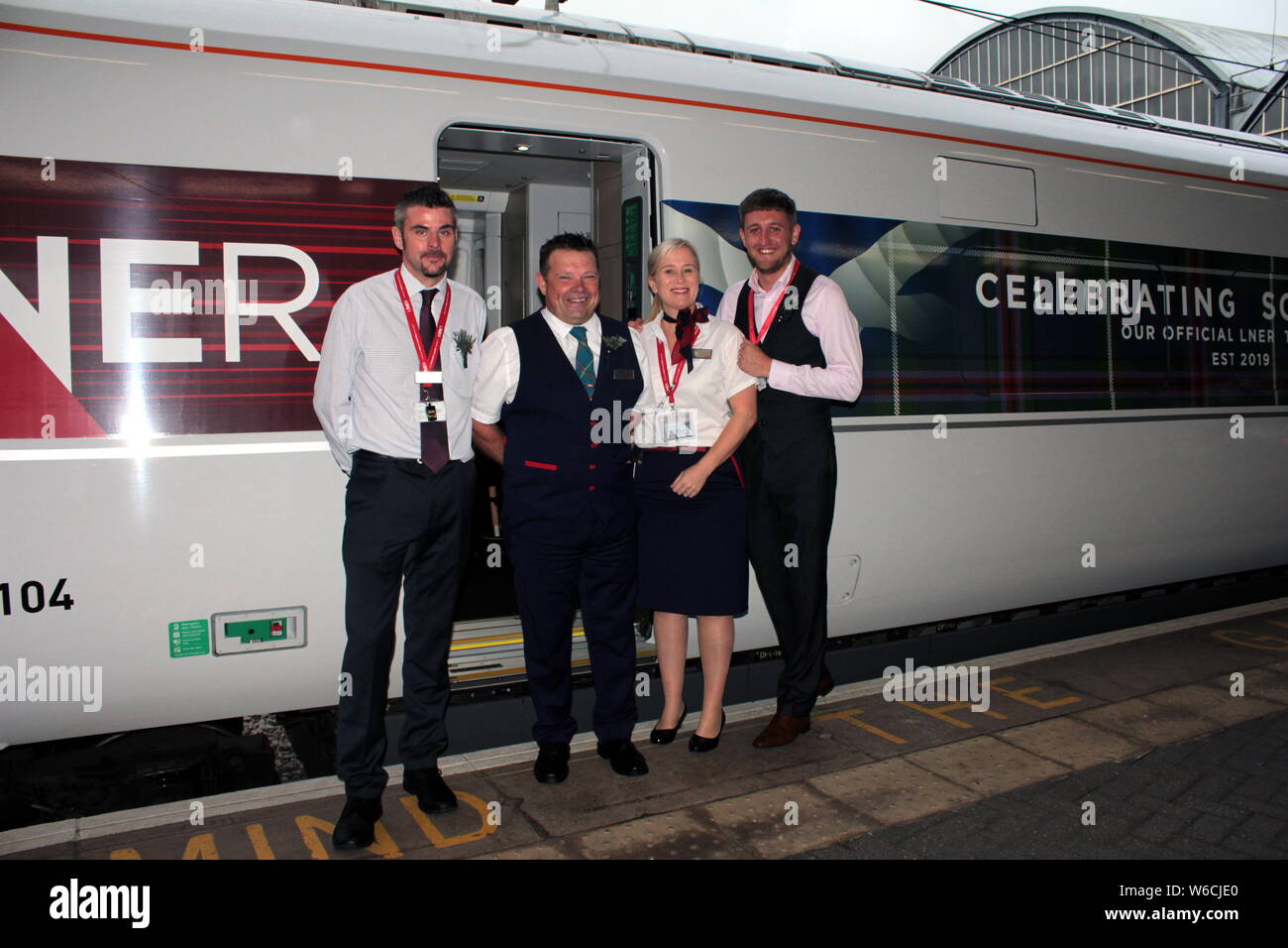 Newcastle upon Tyne, UK. 1st August, 2019, LNER Inaugural AZUMA Flying ...