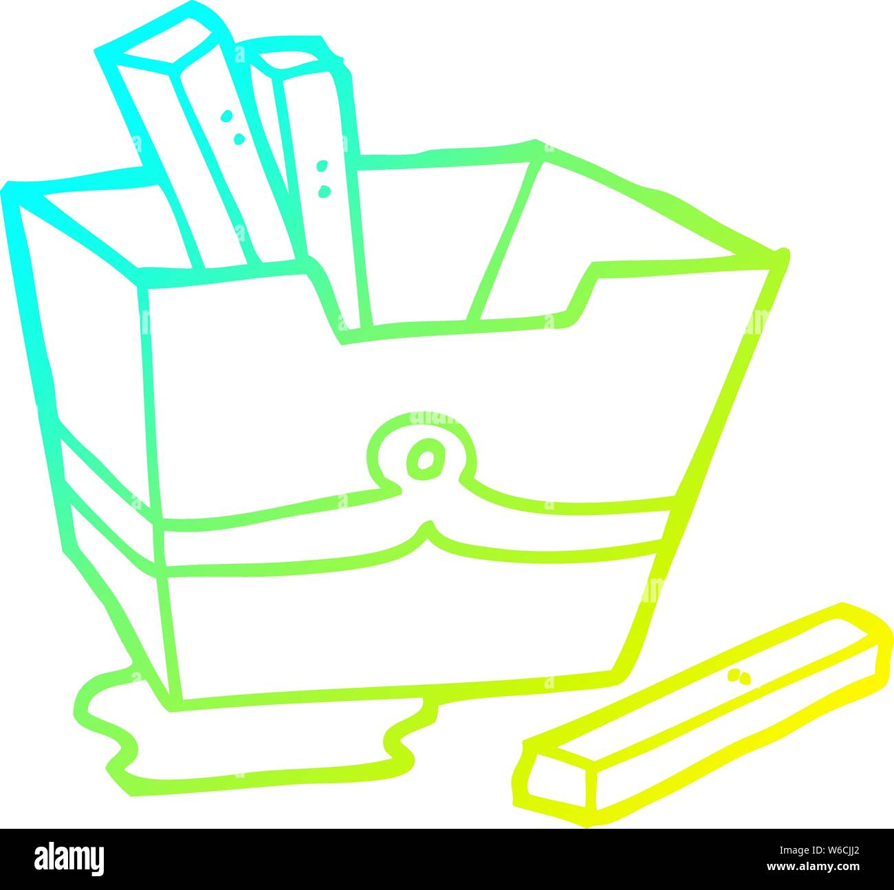 cold gradient line drawing of a cartoon box of fries Stock Vector Image ...