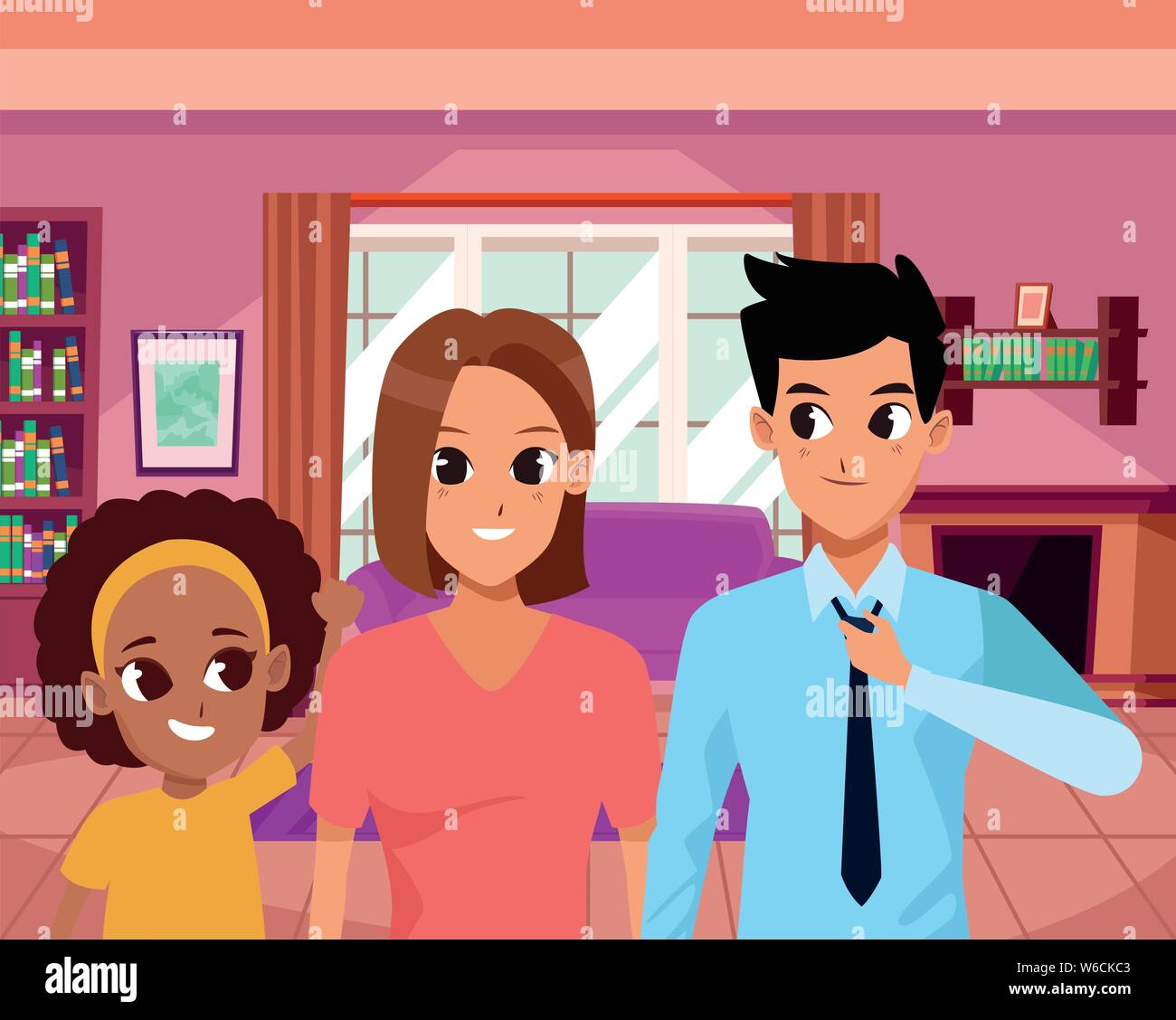 Happy family smiling inside home cartoons Stock Vector Image & Art - Alamy