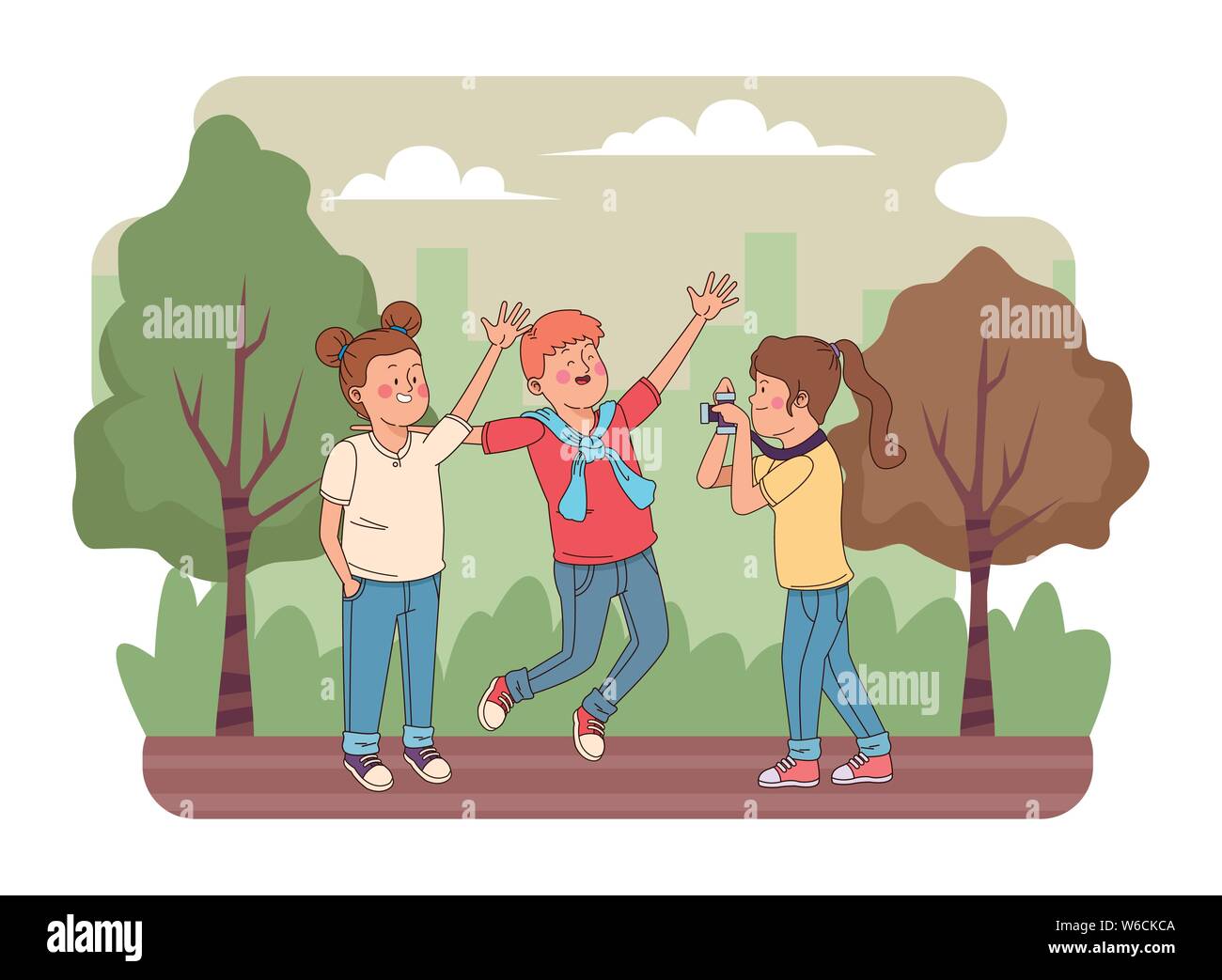 Taking pictures of friends Stock Vector Images - Alamy
