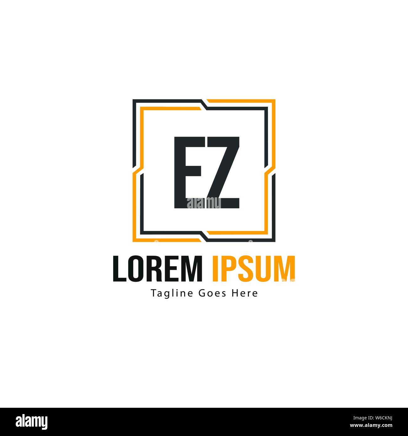 Initial EZ logo template with modern frame. Minimalist EZ letter logo ...