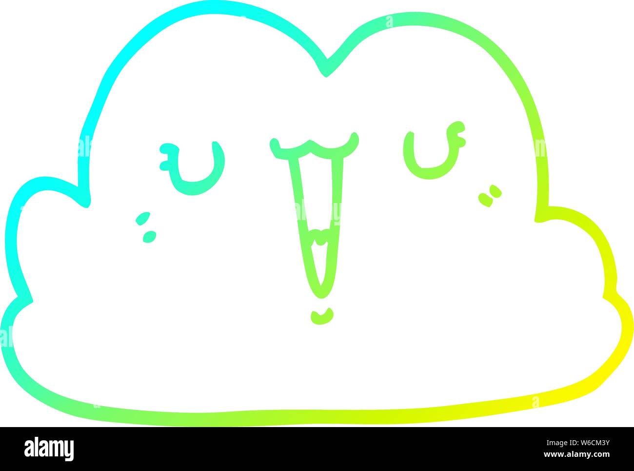 cold gradient line drawing of a cute cartoon cloud Stock Vector Image ...