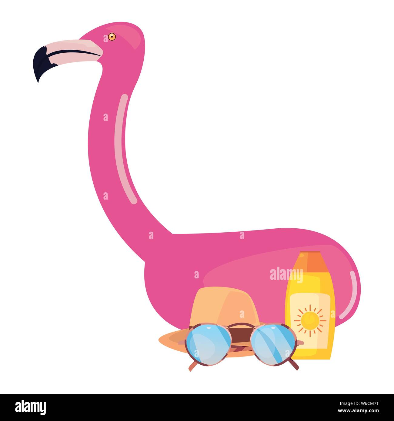 flamingo float sunglasses hat sunblock summer time vacation vector ...