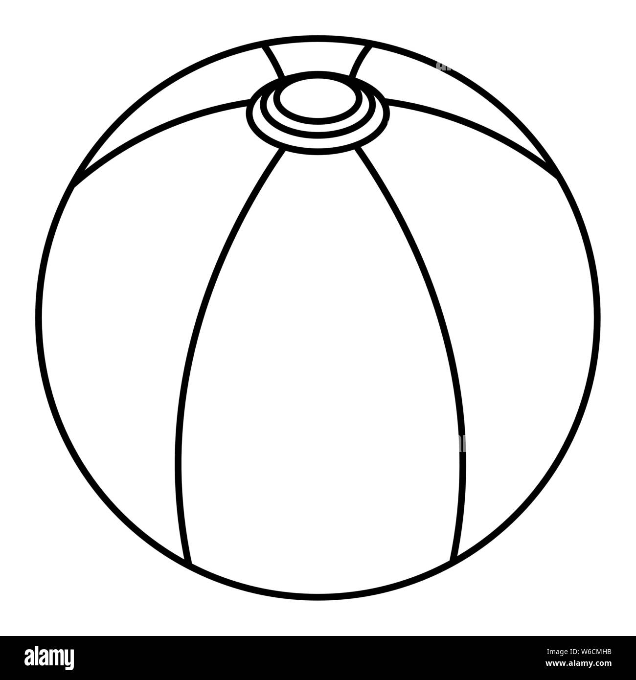 Striped beach rubber ball cartoon in black and white Stock Vector Image ...