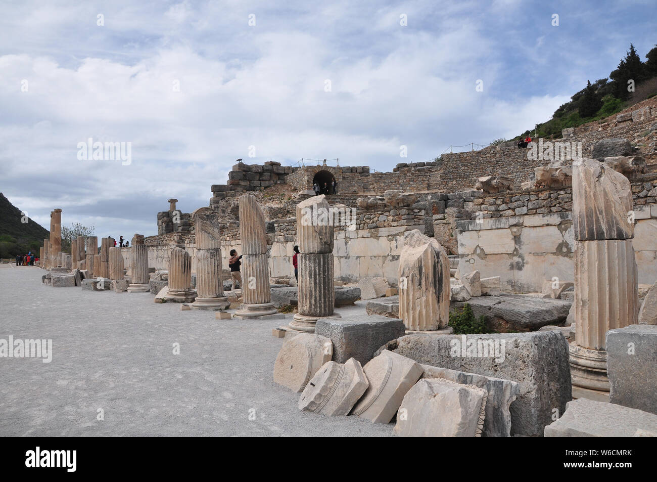 A view of the ruins of the Temple of Artemis in the Ancient Greek city ...