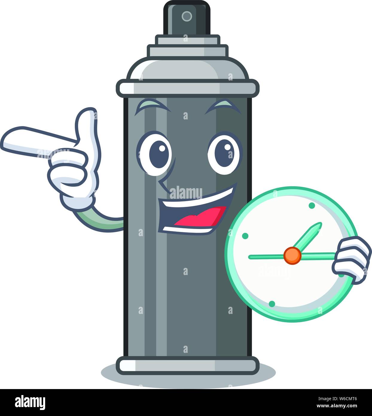 With clock hair spray in the cartoon shape vector illustration Stock ...