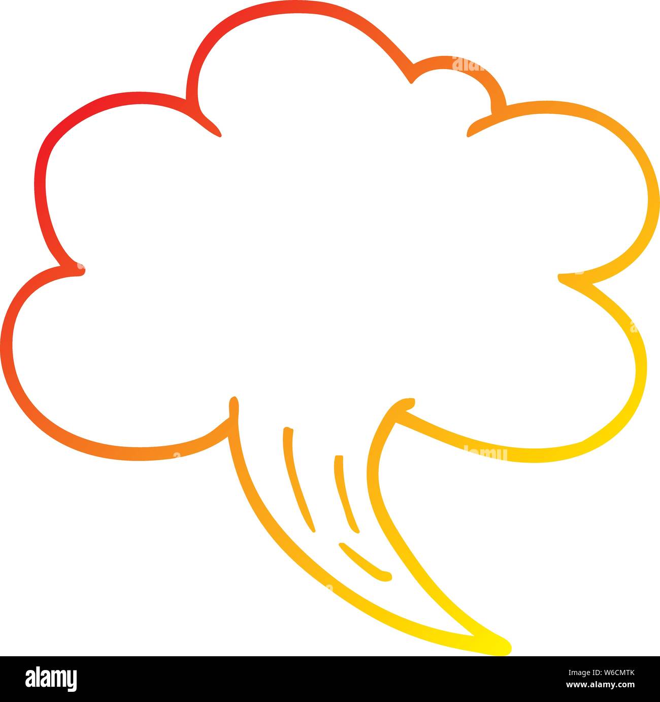 warm gradient line drawing of a cartoon whooshing cloud Stock Vector ...