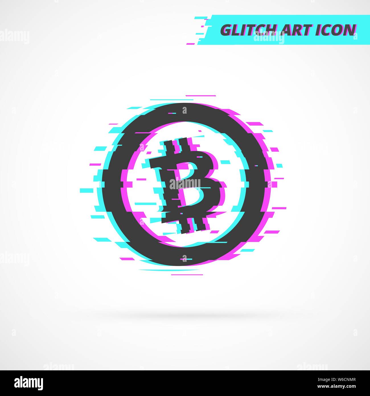 Flat Bitcoin Glitch isolated Icon. Silhouette BTC cryptocurrency symbol ...