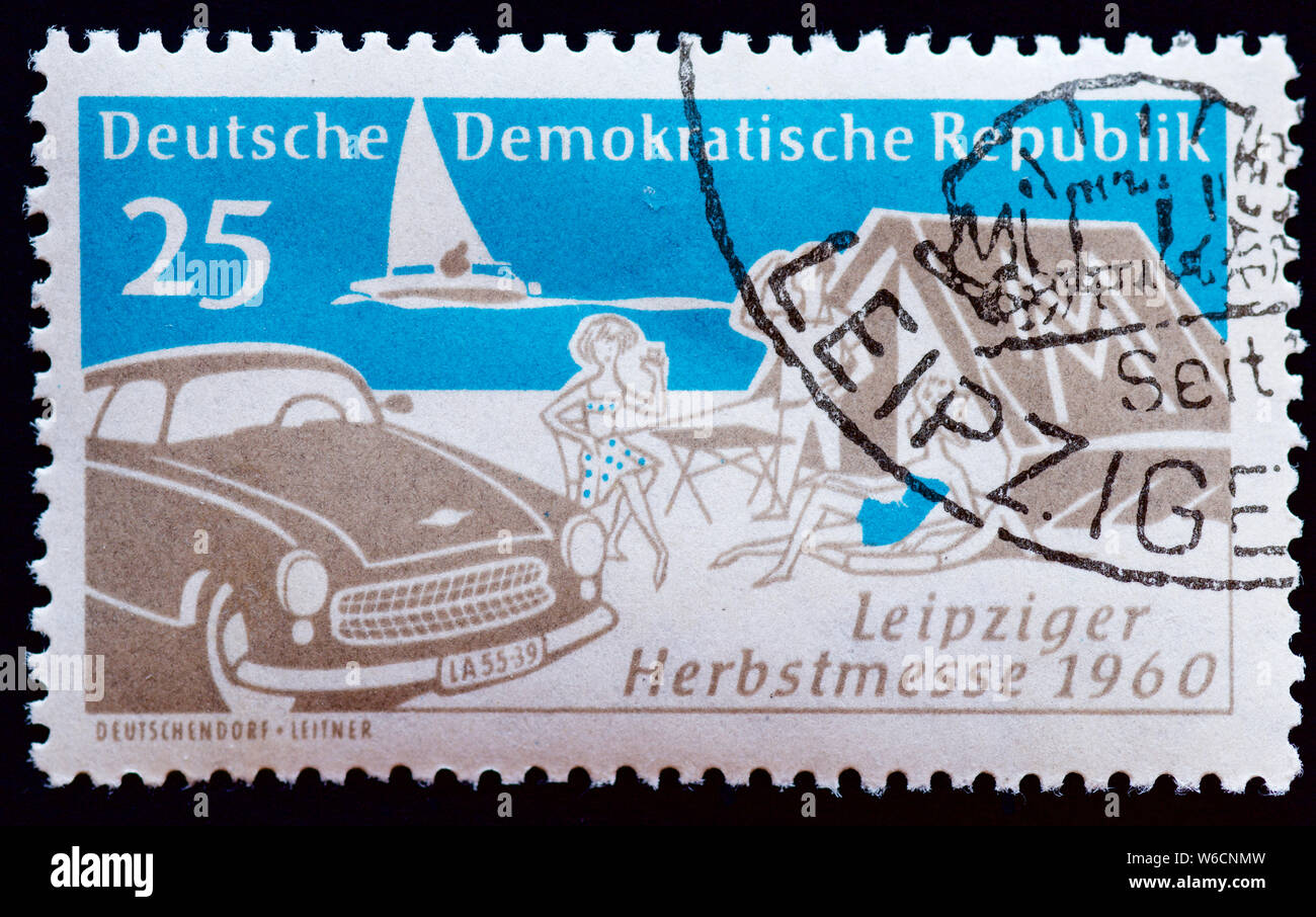 East Germany postage stamp - Leipzig Autumn Fair Stock Photo - Alamy