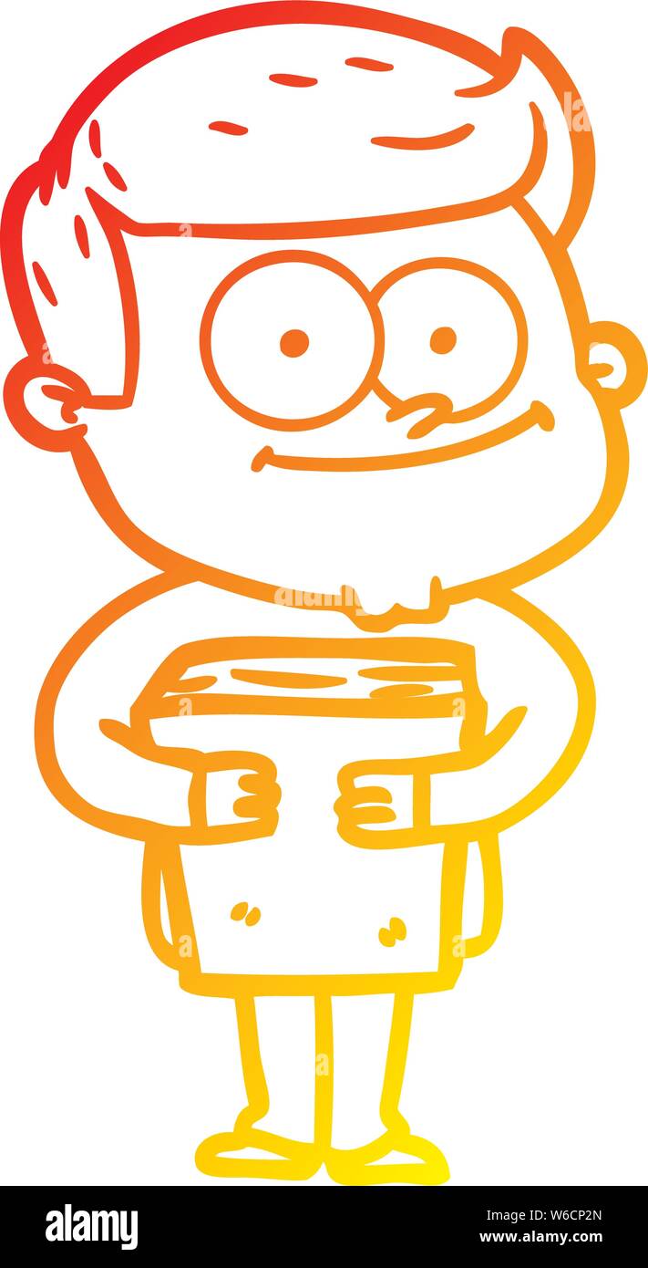 warm gradient line drawing of a cartoon happy man Stock Vector Image ...