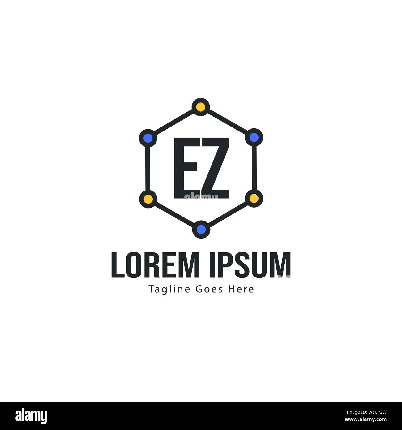 Initial EZ logo template with modern frame. Minimalist EZ letter logo ...