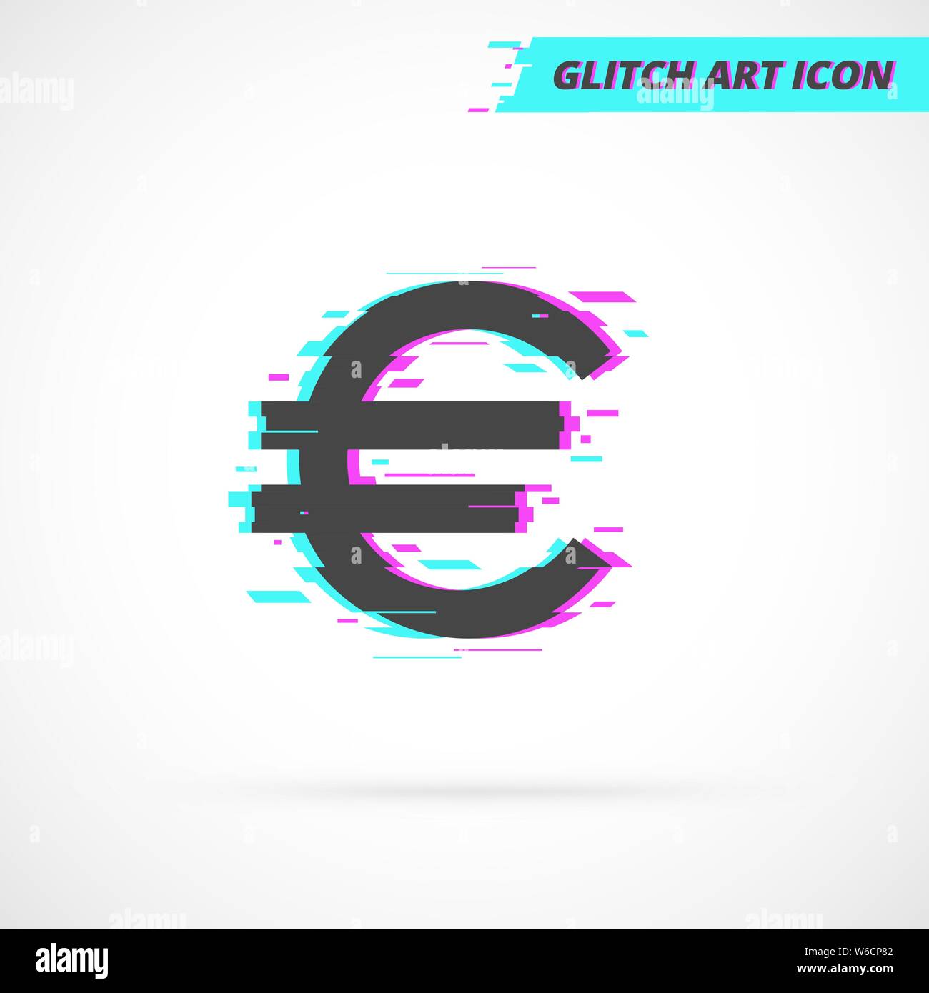 Flat Euro Money Glitch isolated Icon. Silhouette euro symbol in Glitch ...