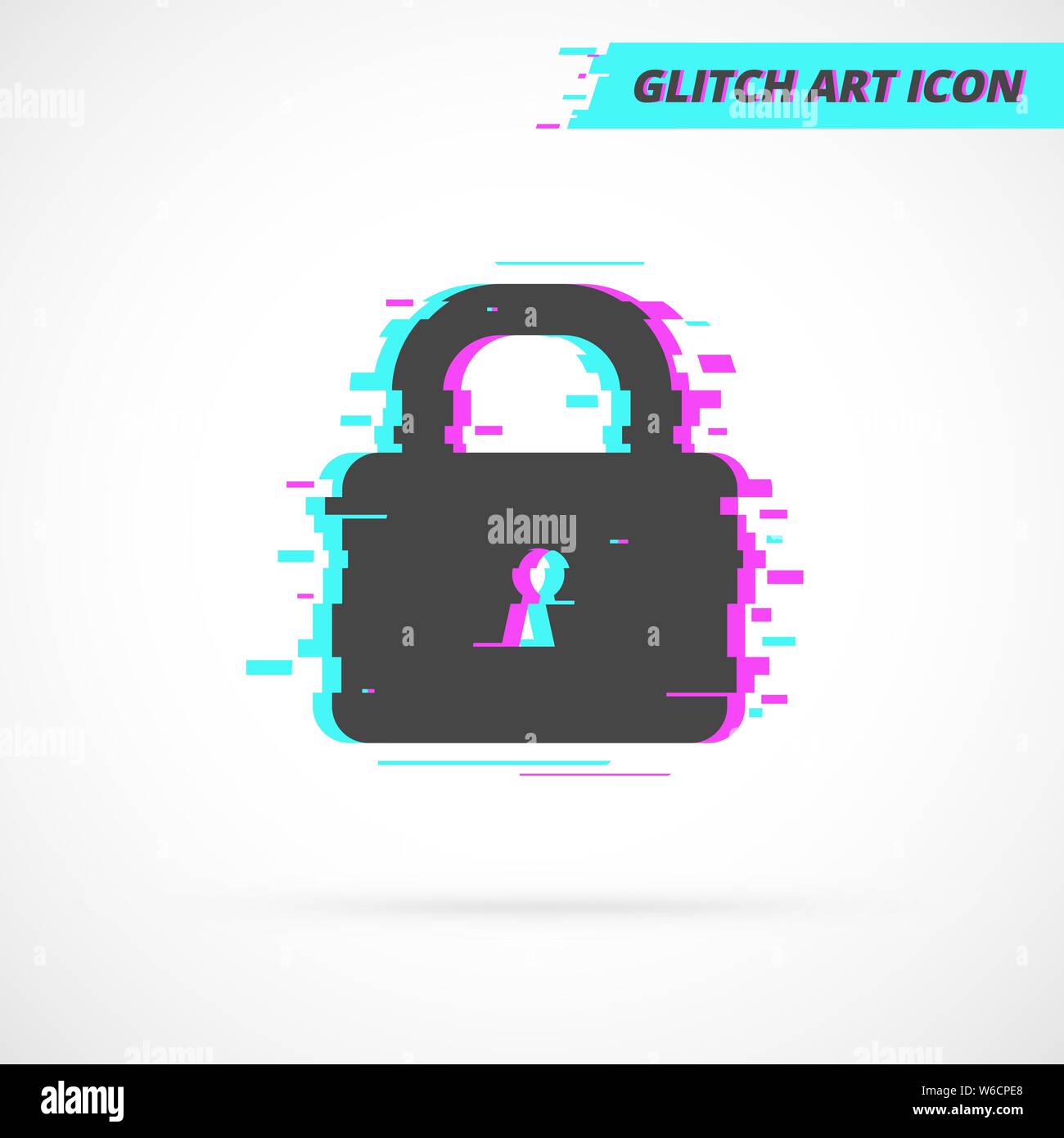 Modern Flat Glitch Art Padlock Sign and Lock Protect symbol isolated on ...