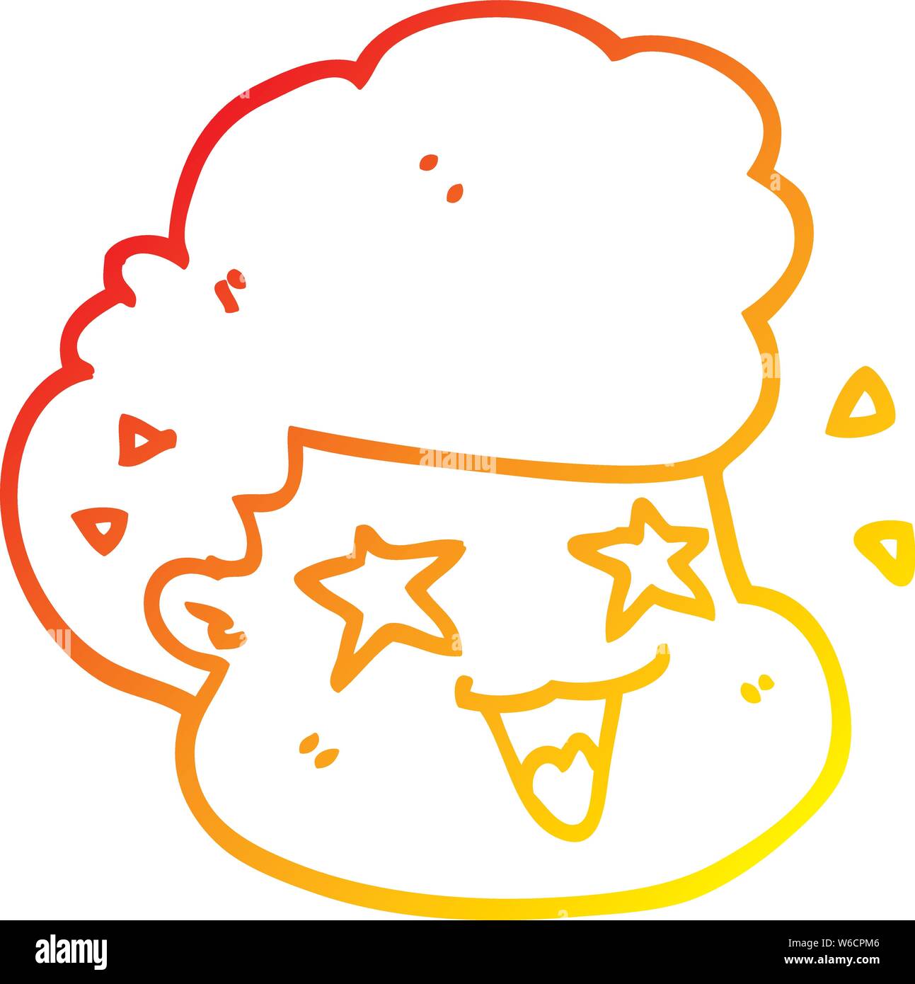 warm gradient line drawing of a cartoon excited boy Stock Vector Image ...