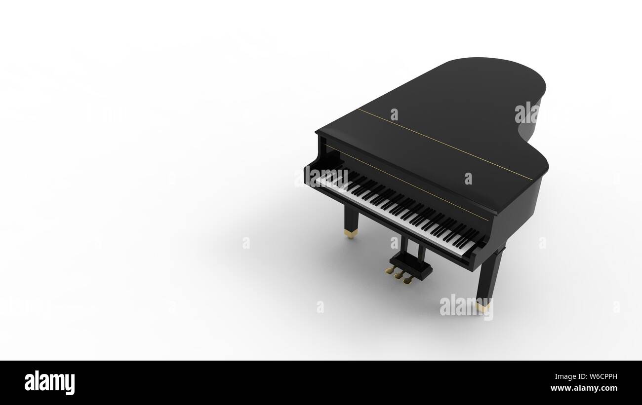 3D rendering of a grand piano isolated in white background multiple ...