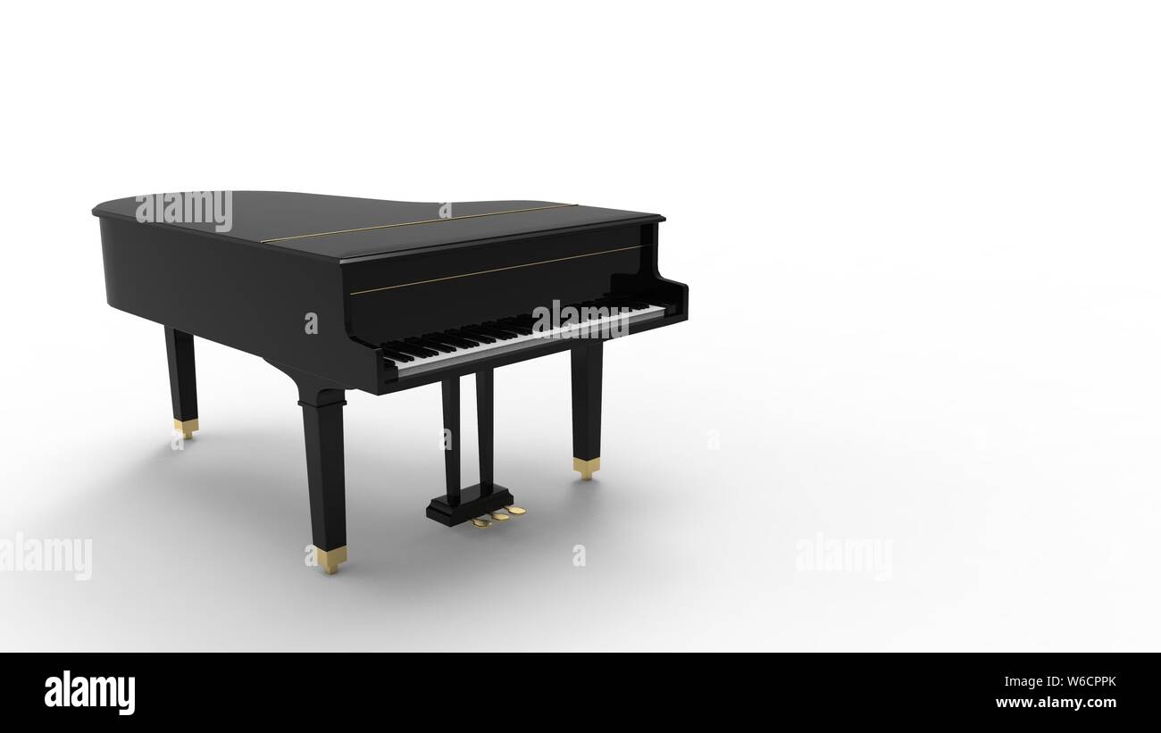 3D rendering of a grand piano isolated in white background multiple ...