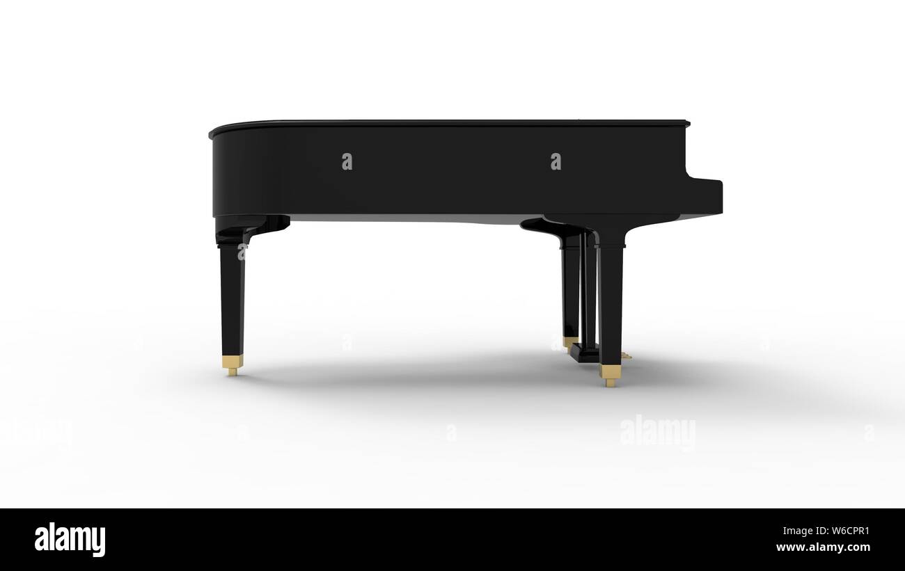 3D rendering of a grand piano isolated in white background multiple ...