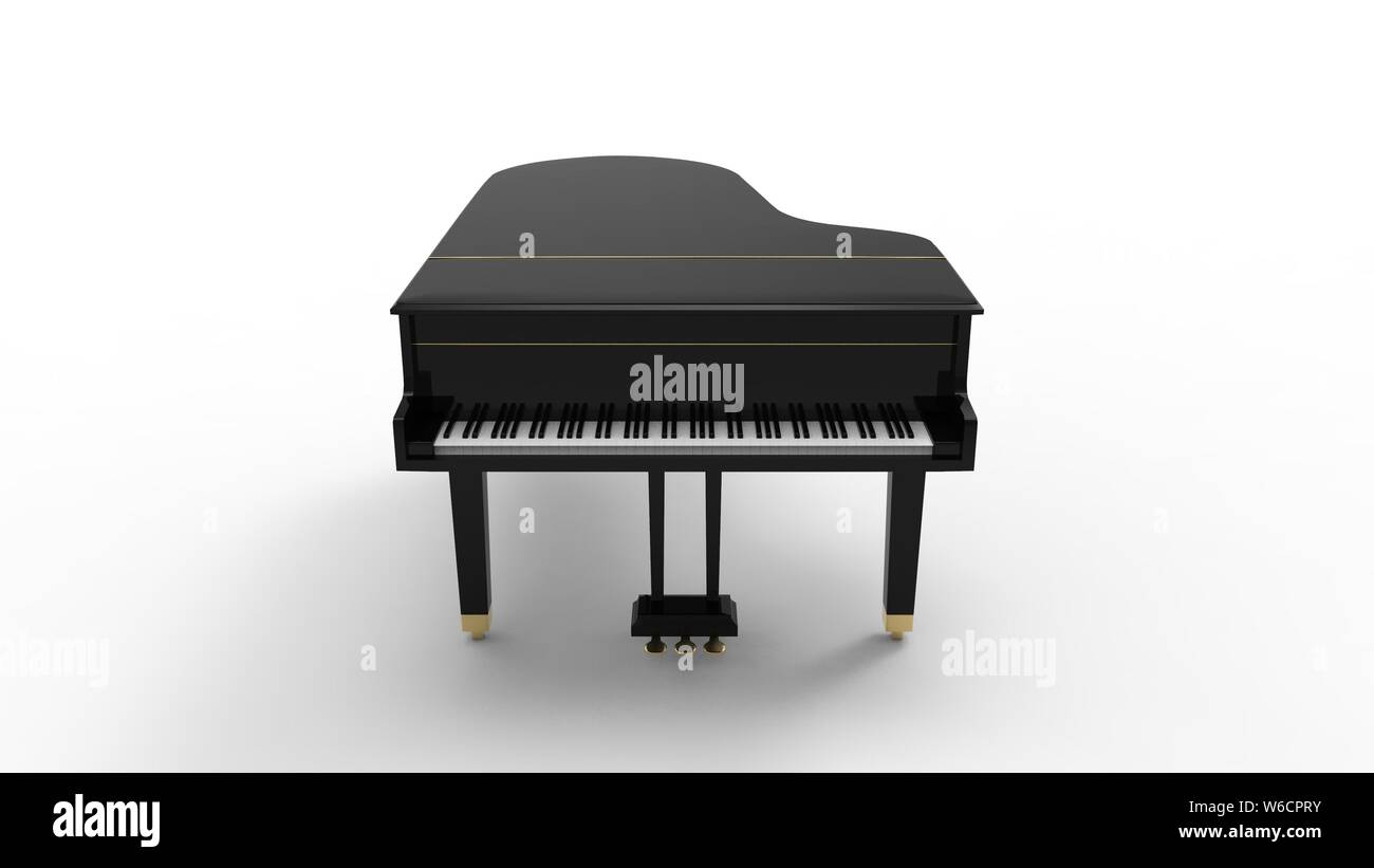3D rendering of a grand piano isolated in white background multiple ...