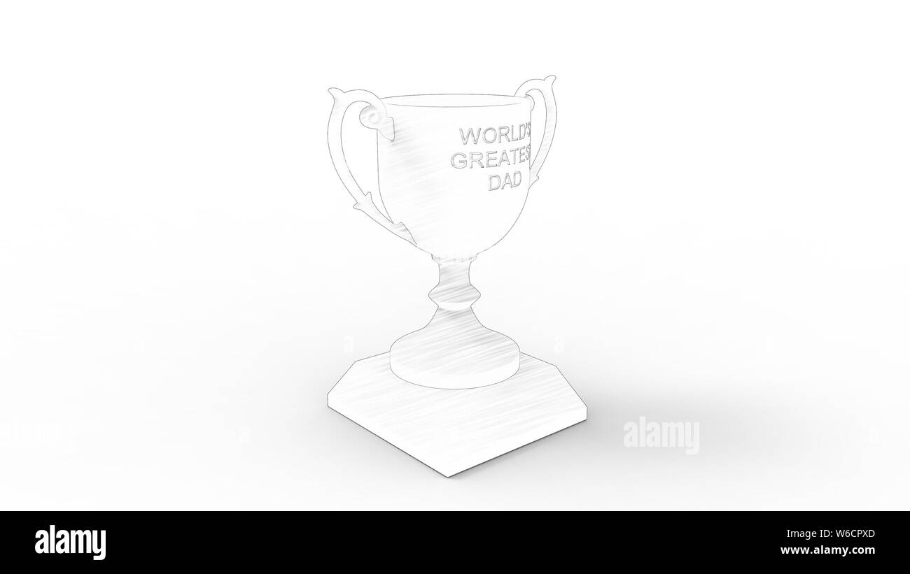 3D rendering of a first place prize cup trophy isolated in white studio ...