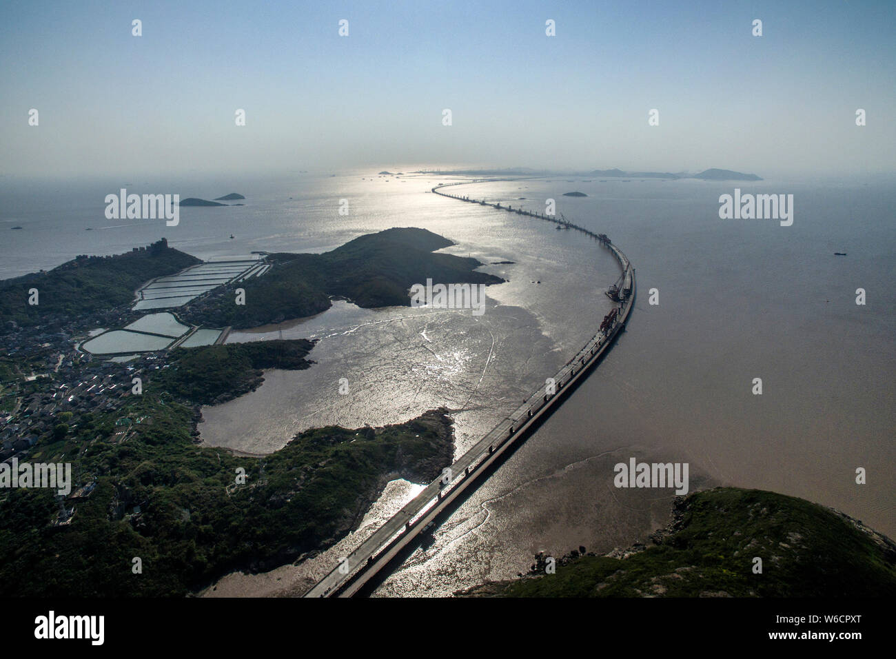 Aerial view of the construction site of the Yushan Bridge, a branch ...
