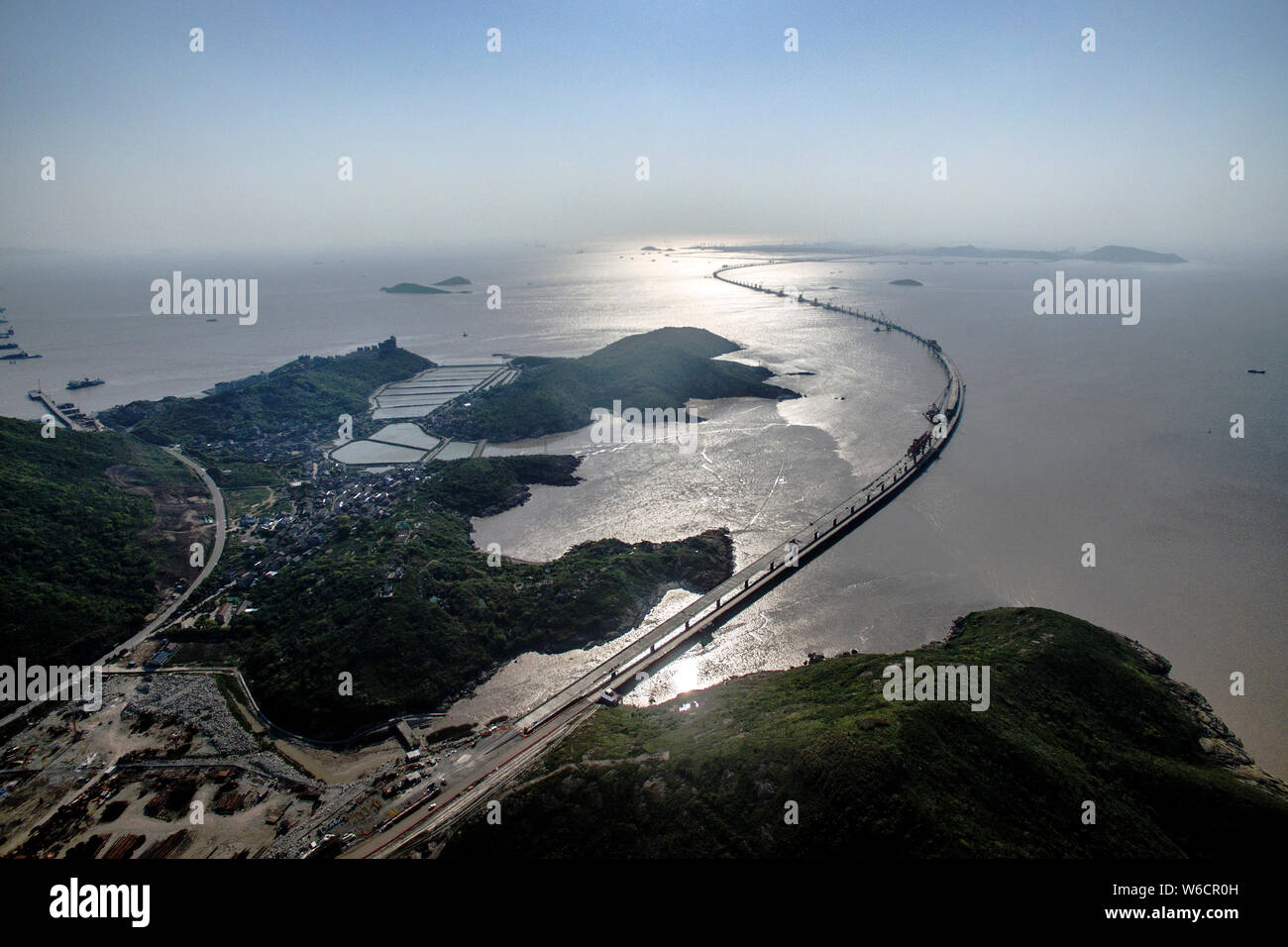 Aerial view of the construction site of the Yushan Bridge, a branch ...