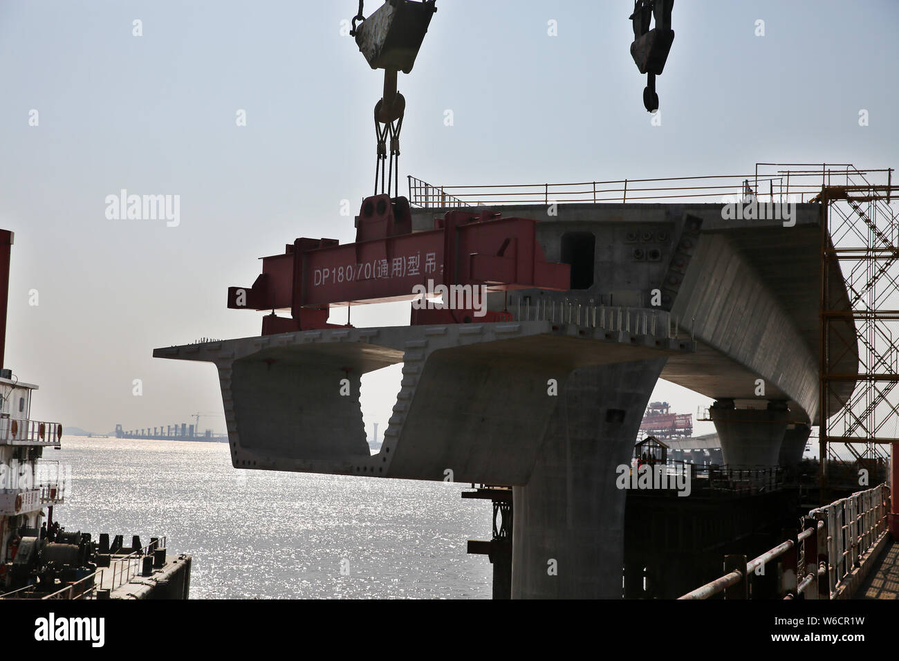 View of the construction site of the Yushan Bridge, a branch line to ...