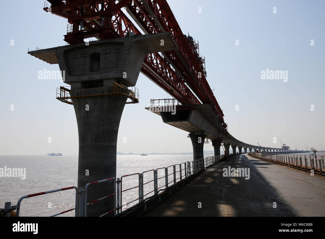 View of the construction site of the Yushan Bridge, a branch line to ...