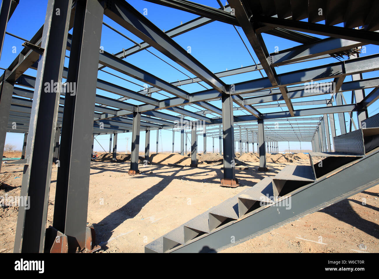In the construction site, steel structure is under construction Stock ...