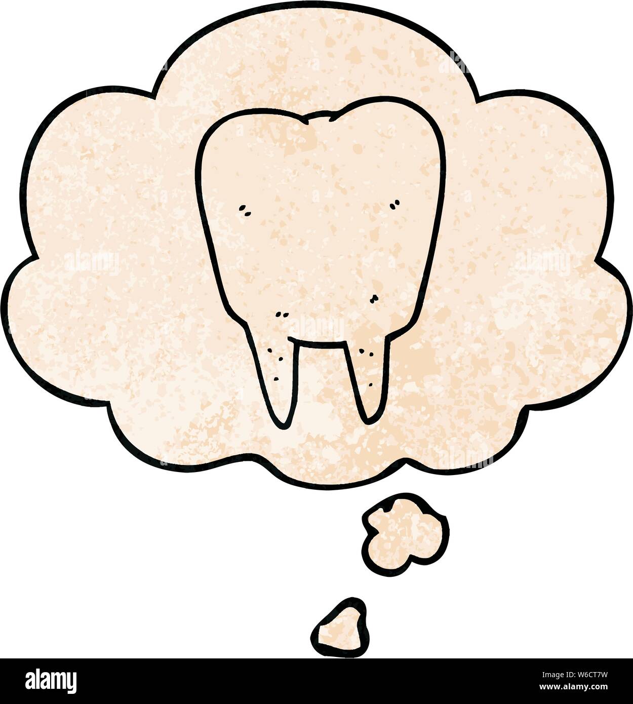 cartoon tooth with thought bubble in grunge texture style Stock Vector ...