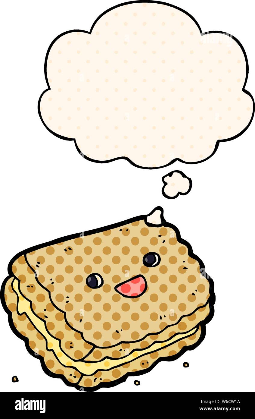 cartoon biscuit with thought bubble in comic book style Stock Vector ...