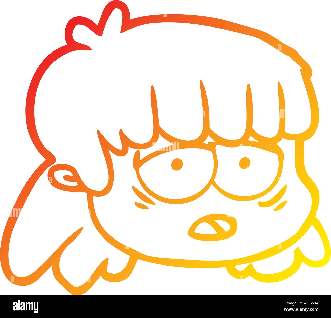 warm gradient line drawing of a cartoon female face Stock Vector Image ...