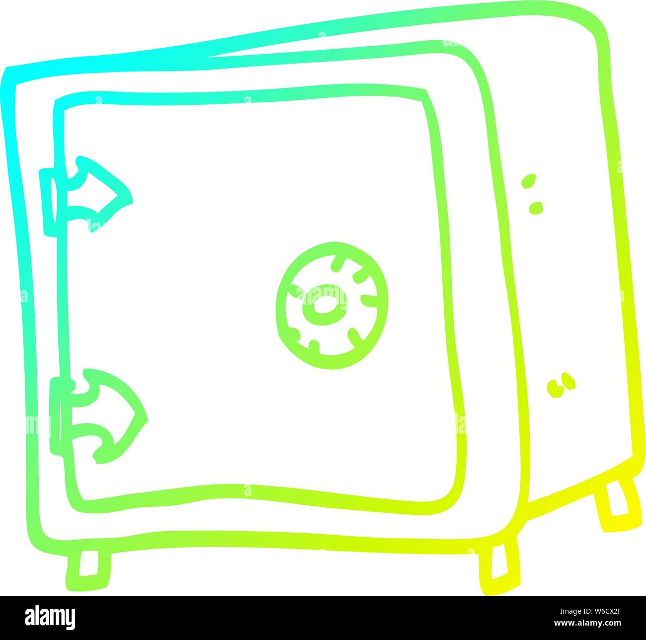 cold gradient line drawing of a cartoon old safe Stock Vector Image ...