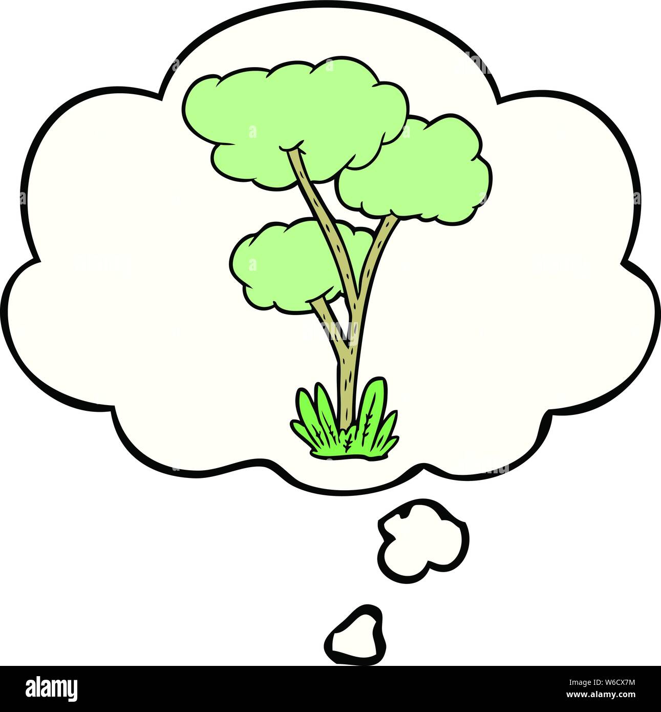 cartoon tree with thought bubble Stock Vector Image & Art - Alamy