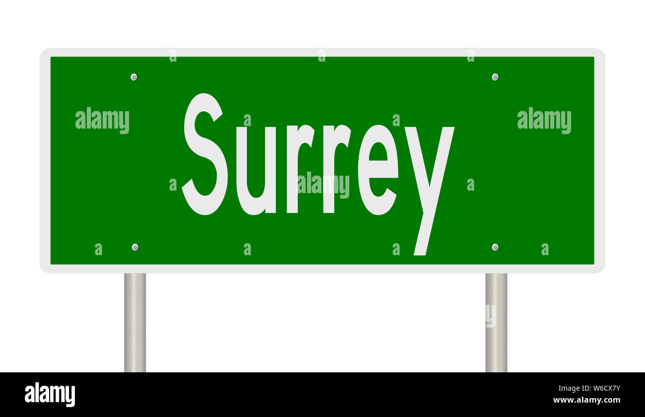 Rendering of a green highway sign for Surrey British Columbia Stock ...