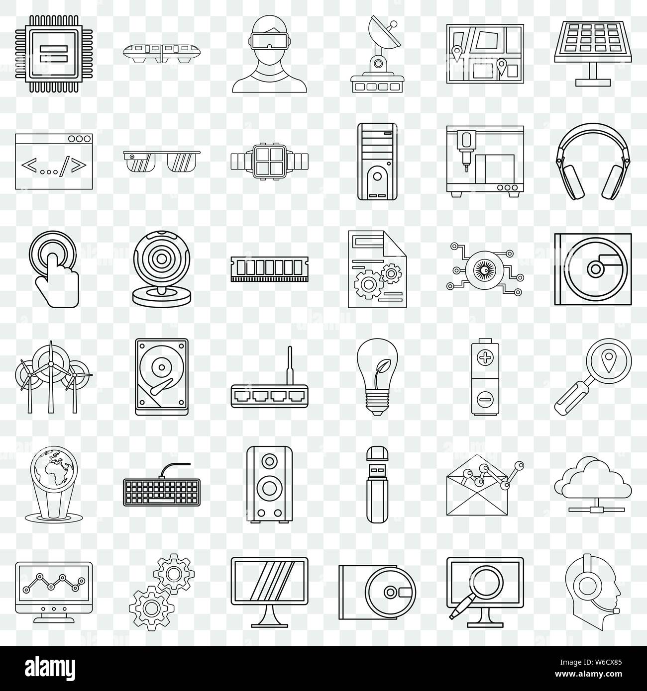 Cyber icons set, outline style Stock Vector Image & Art - Alamy