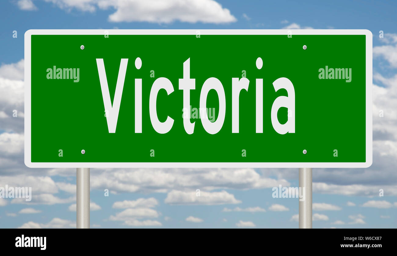 Rendering of a green highway sign for Victoria Stock Photo - Alamy