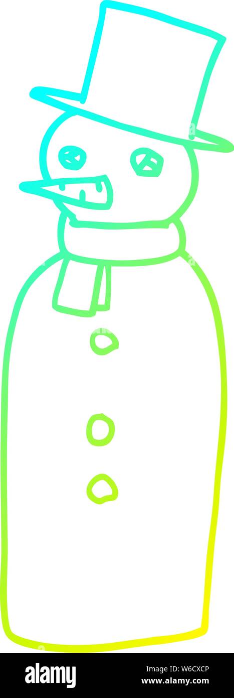 cold gradient line drawing of a cartoon snowman Stock Vector Image ...
